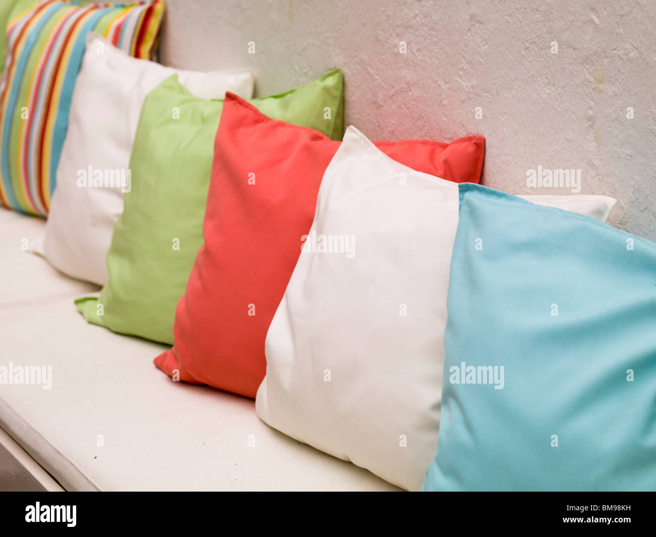 Cushions on wooden or timber bench benches hi-res stock photography and ...