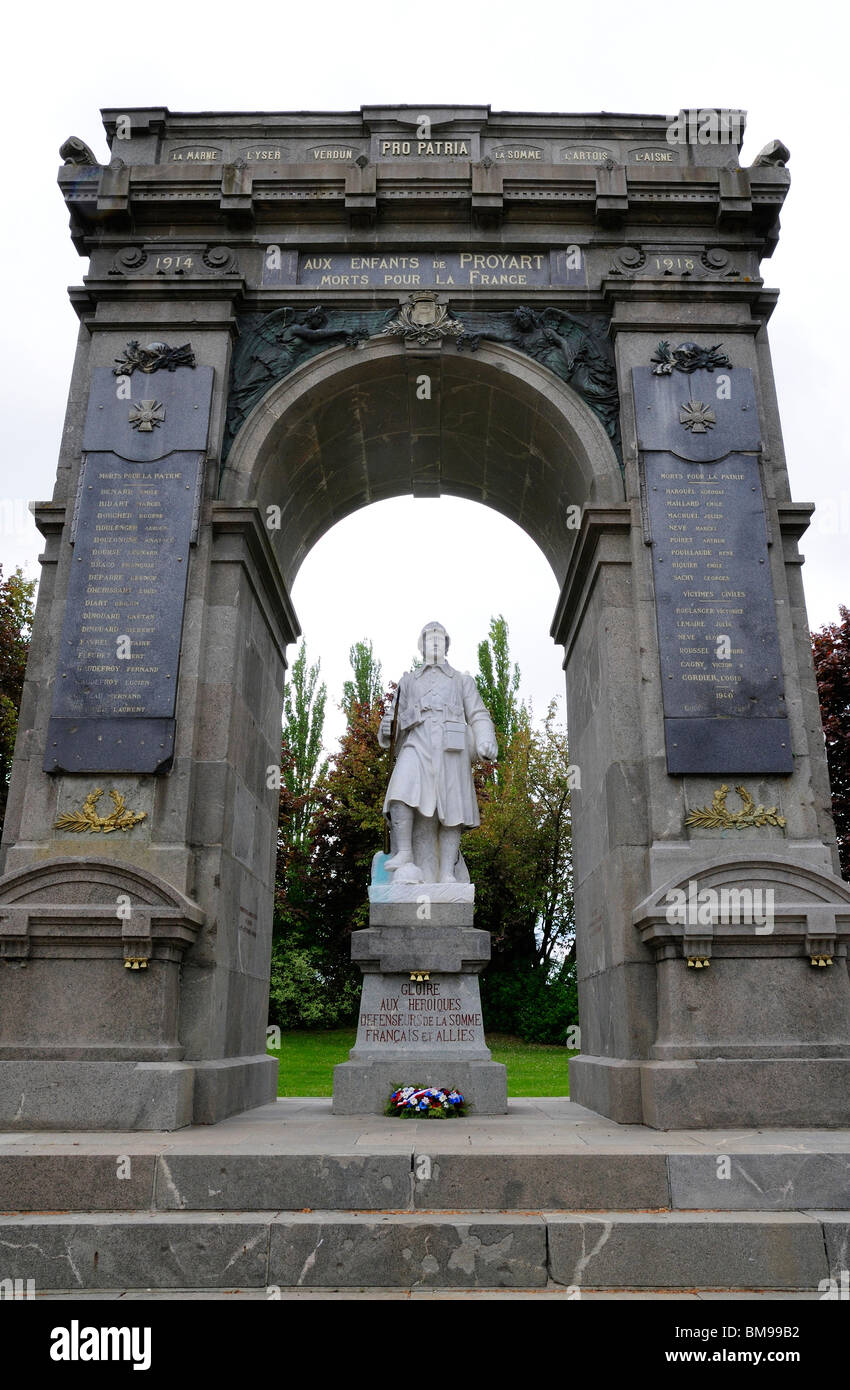 Proyart French war memorial, Somme Stock Photo - Alamy