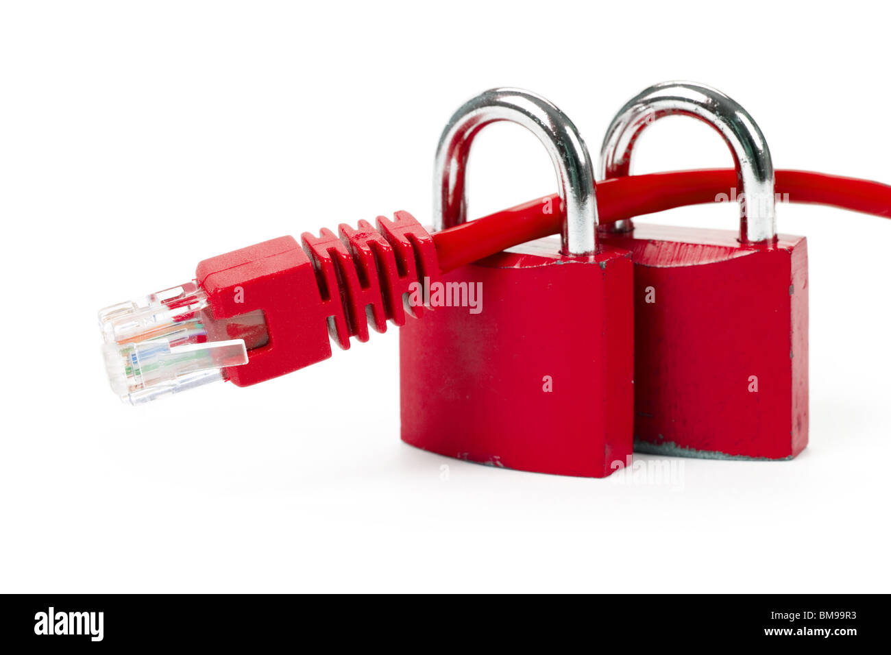 Lock and network cable close up shot Stock Photo - Alamy