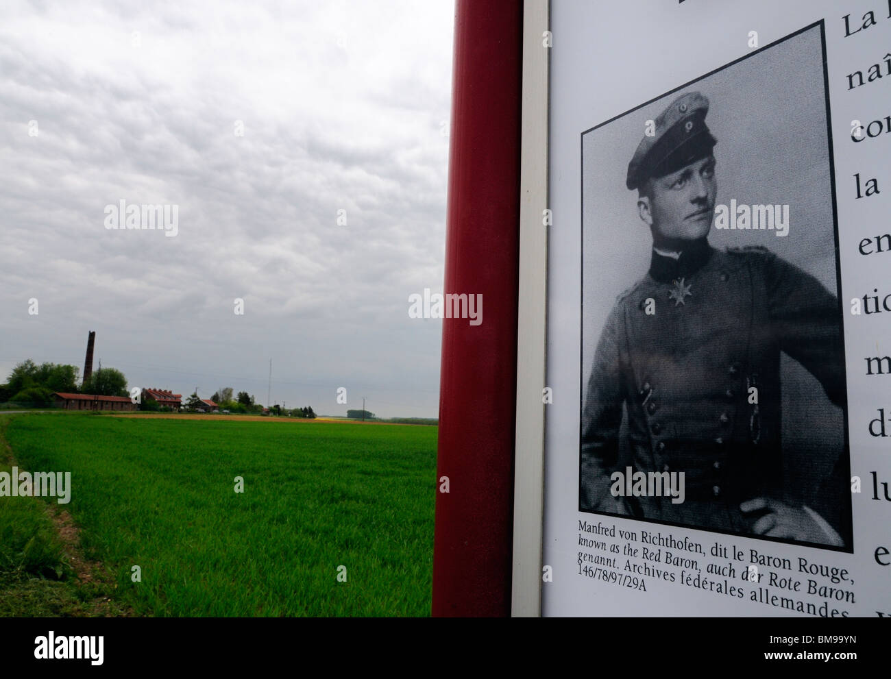 Sign marking site where Red Baron Manfred von Richthofen crashed, near ...