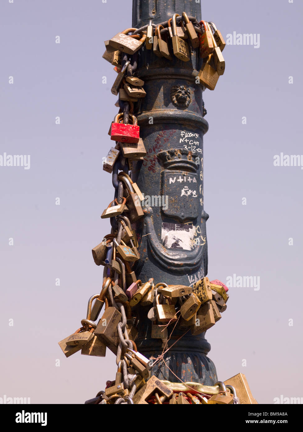 Locks On A Pole, Naples, Italy Stock Photo - Alamy