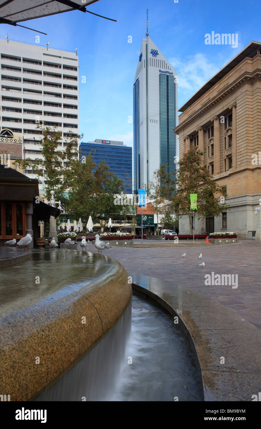 Forrest Place and the Bankwest Tower in Perth, Western Australia Stock ...