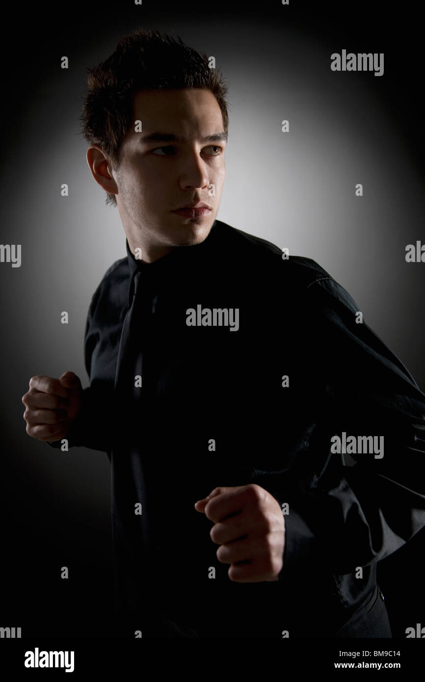 Man In Fighting Stance Stock Photo - Alamy