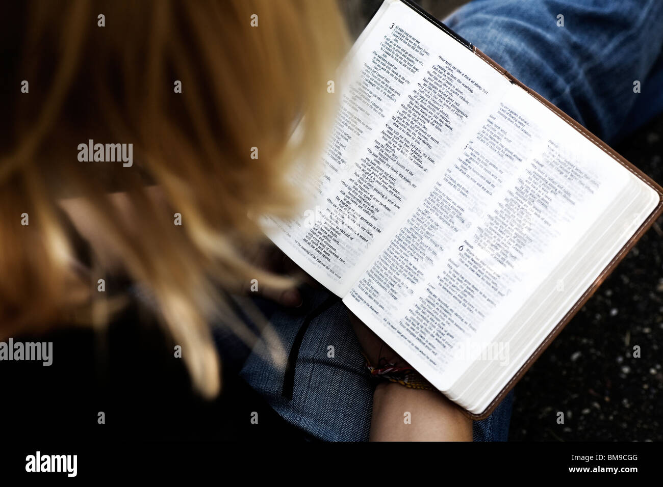 Woman Reading The Bible Stock Photo - Alamy