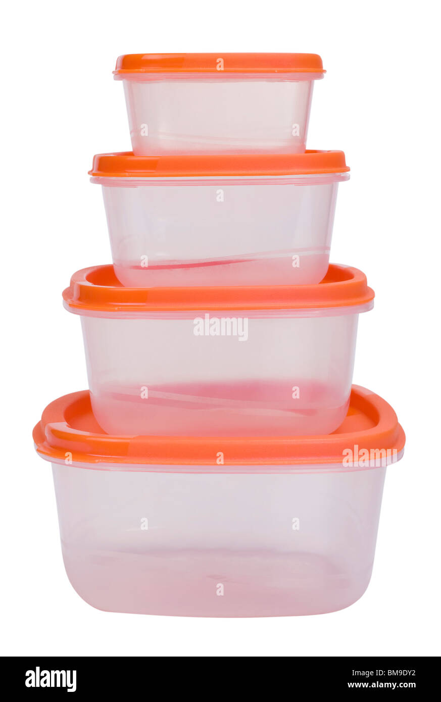 Close-up of a stack of plastic containers Stock Photo - Alamy