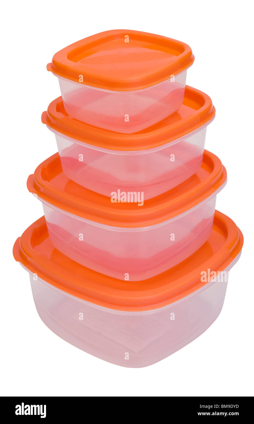 Close-up of a stack of plastic containers Stock Photo - Alamy