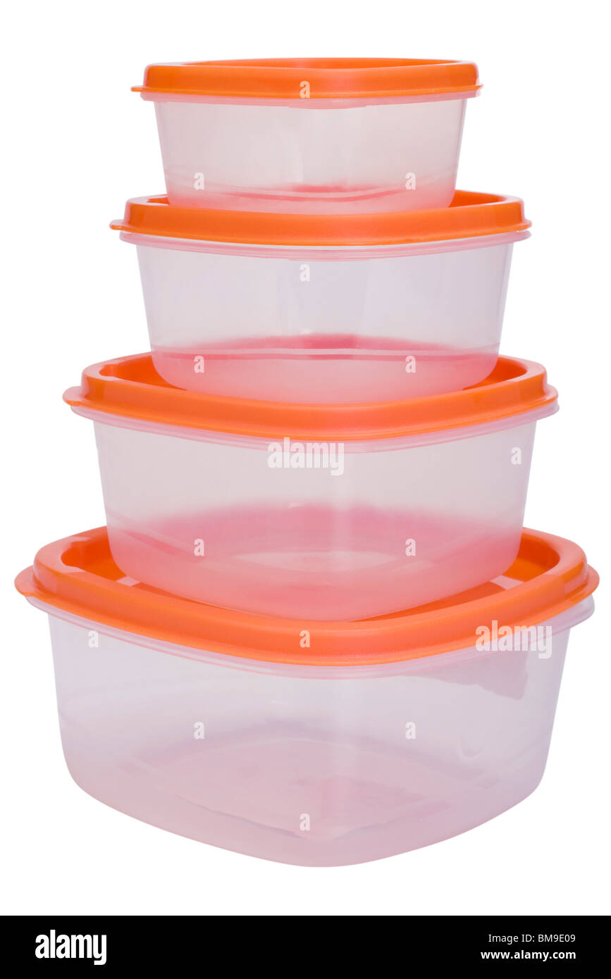 Close-up of a stack of plastic containers Stock Photo - Alamy