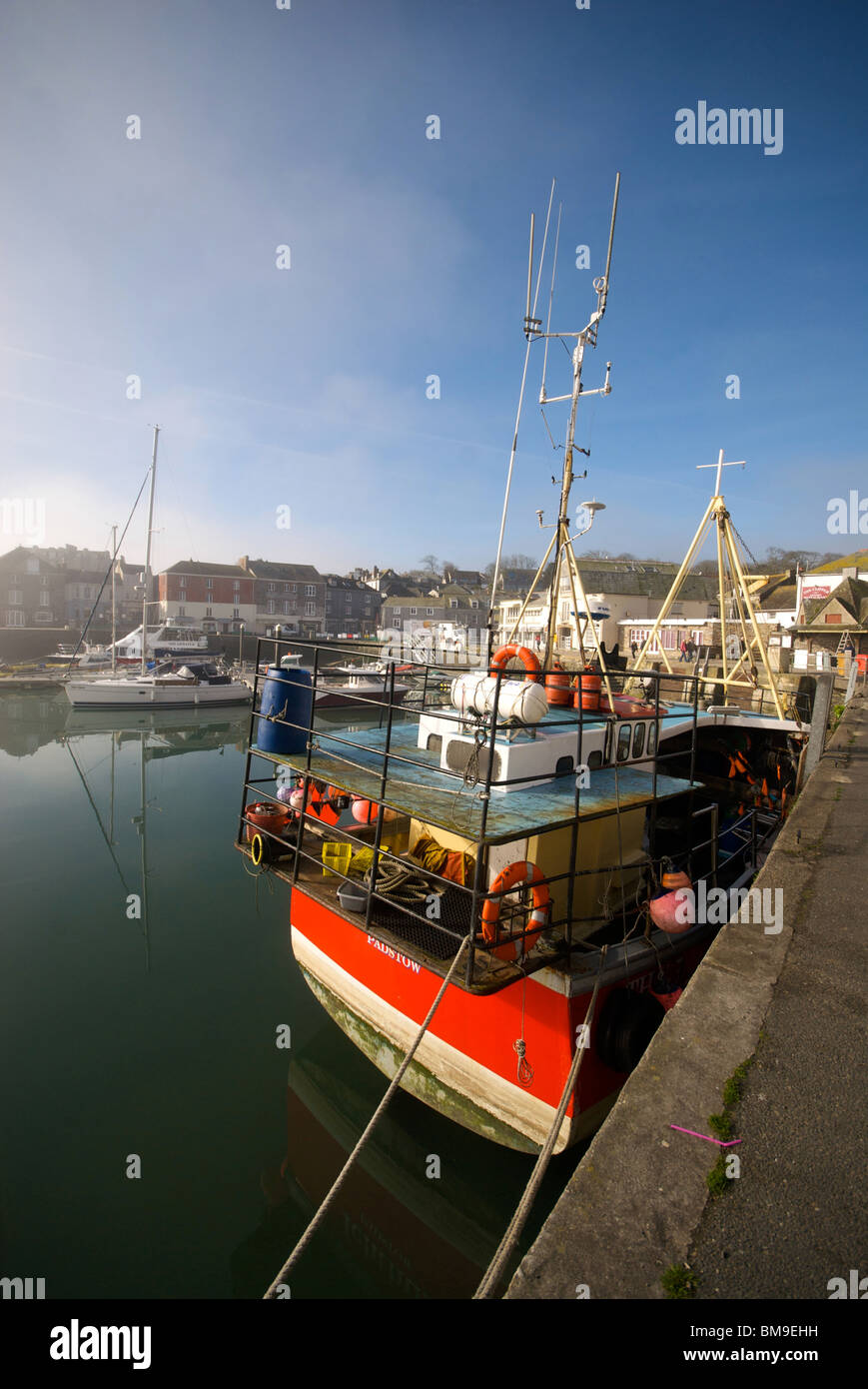 Padstow Cornwall UK Harbor Harbour Quay Marina Fishing Boats Stock ...