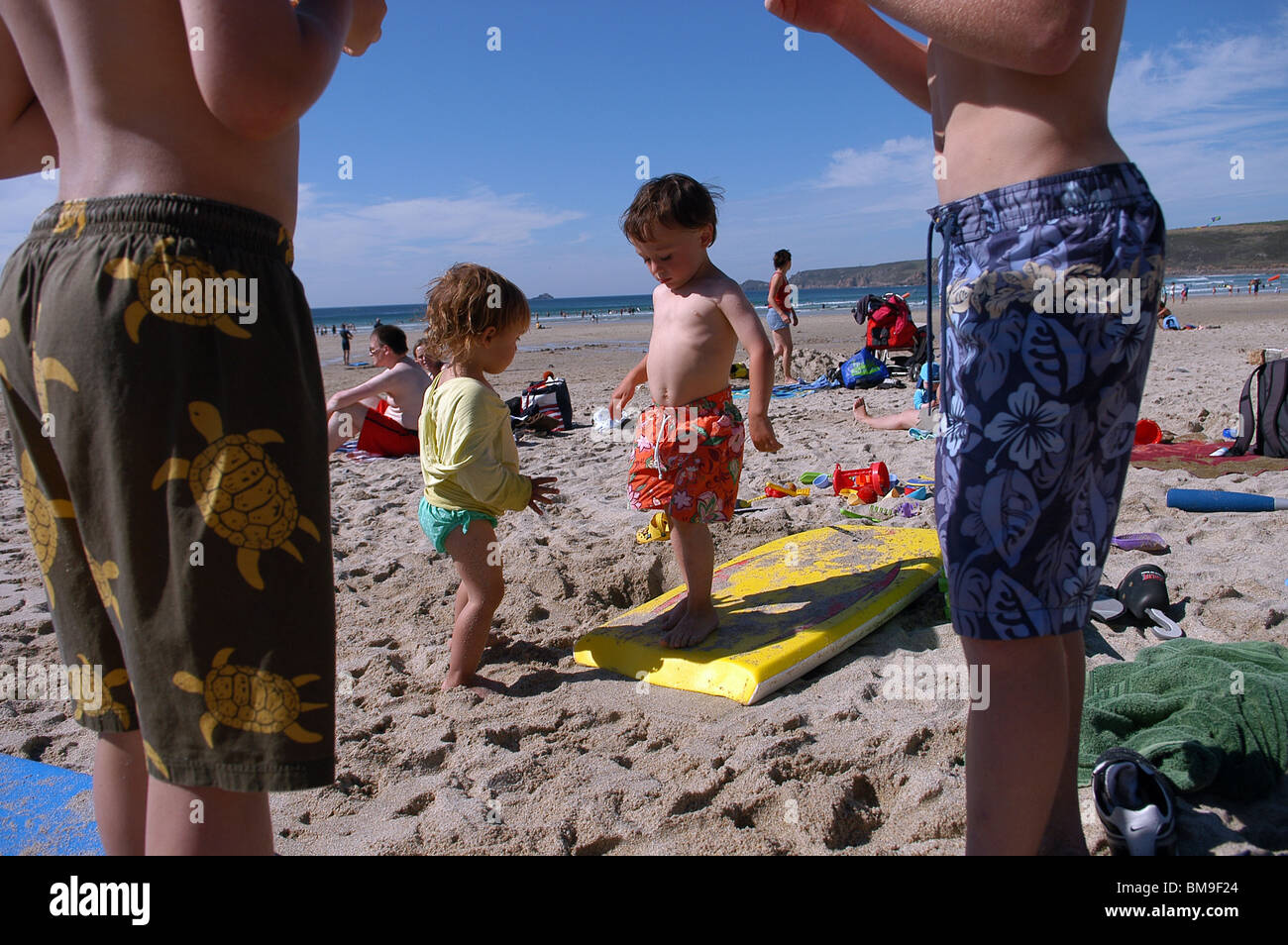 family holiday at sennen beach cornwall Stock Photo - Alamy