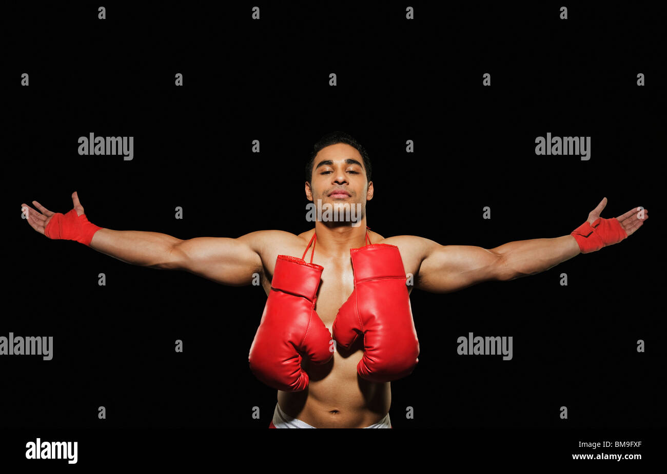 Male boxer stretching arms Stock Photo - Alamy