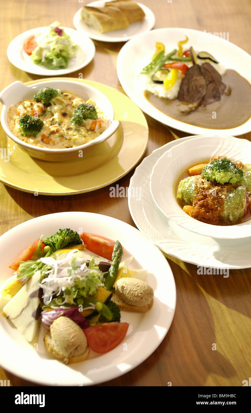 Various dishes on table Stock Photo - Alamy