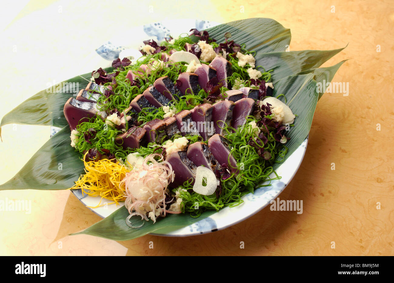 Plate of sliced bonito Stock Photo - Alamy