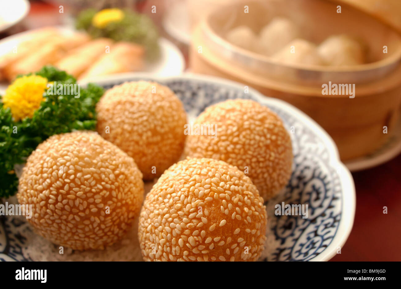 Plate of fried dumplings, close up Stock Photo - Alamy