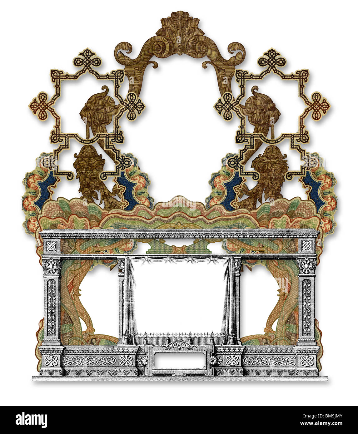 Luxuriously illustrated old colored victorian frame Stock Photo - Alamy