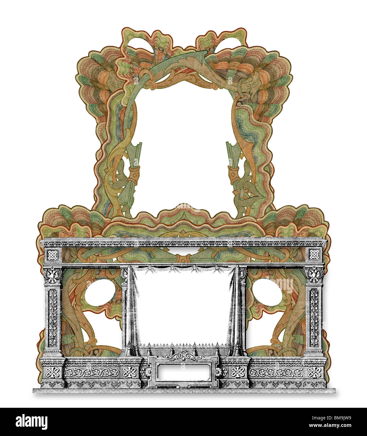 Luxuriously illustrated old colored victorian frame Stock Photo - Alamy