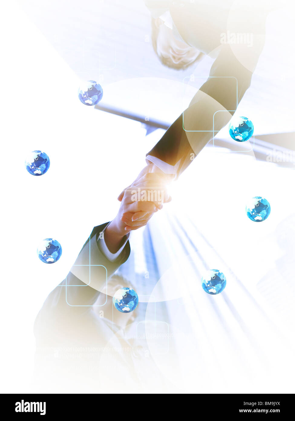 Two businessmen shaking hands, computer graphic Stock Photo - Alamy