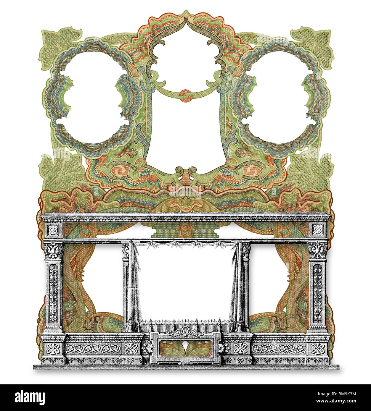 Luxuriously illustrated old colored victorian frame Stock Photo - Alamy