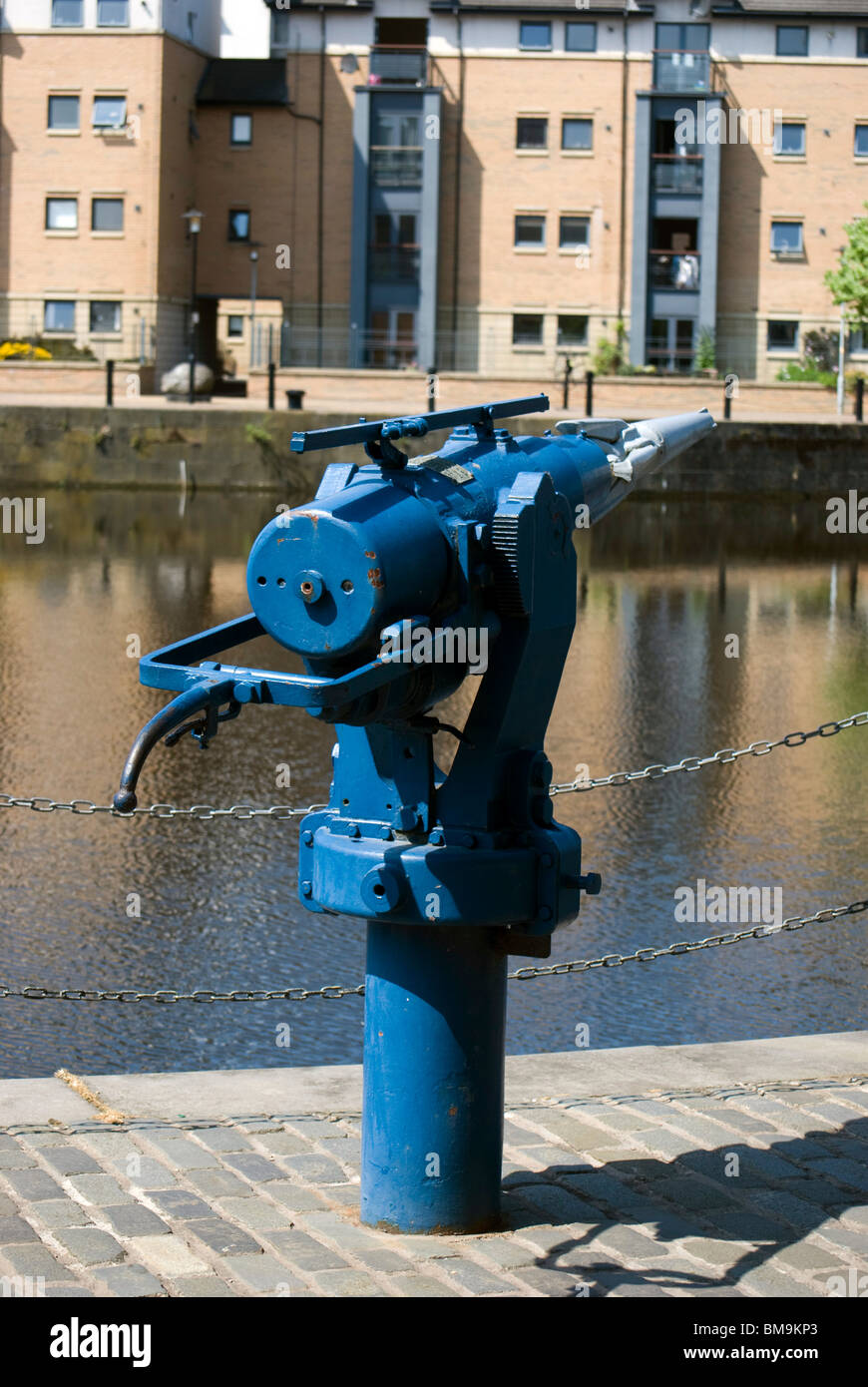 Old ship-mounted whaling harpoon at Leith, Edinburgh, Scotland Stock ...