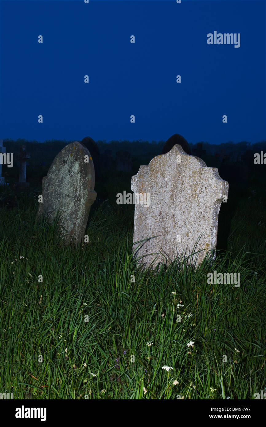 Blank Gravestone At Night