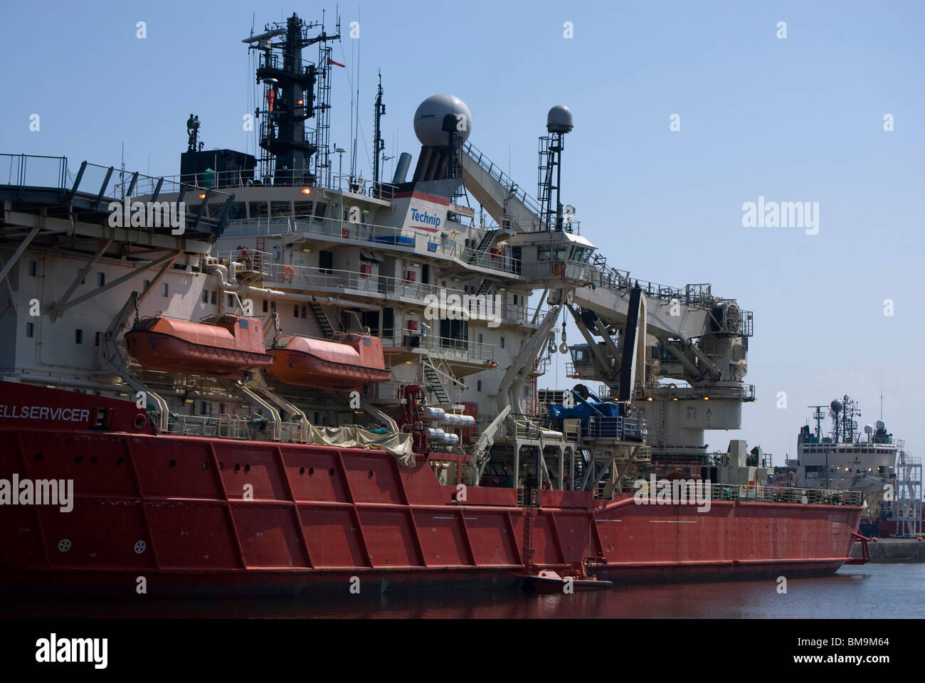 Oil rig support vessel berthed at Leith Docks, Edinburgh, Scotland ...