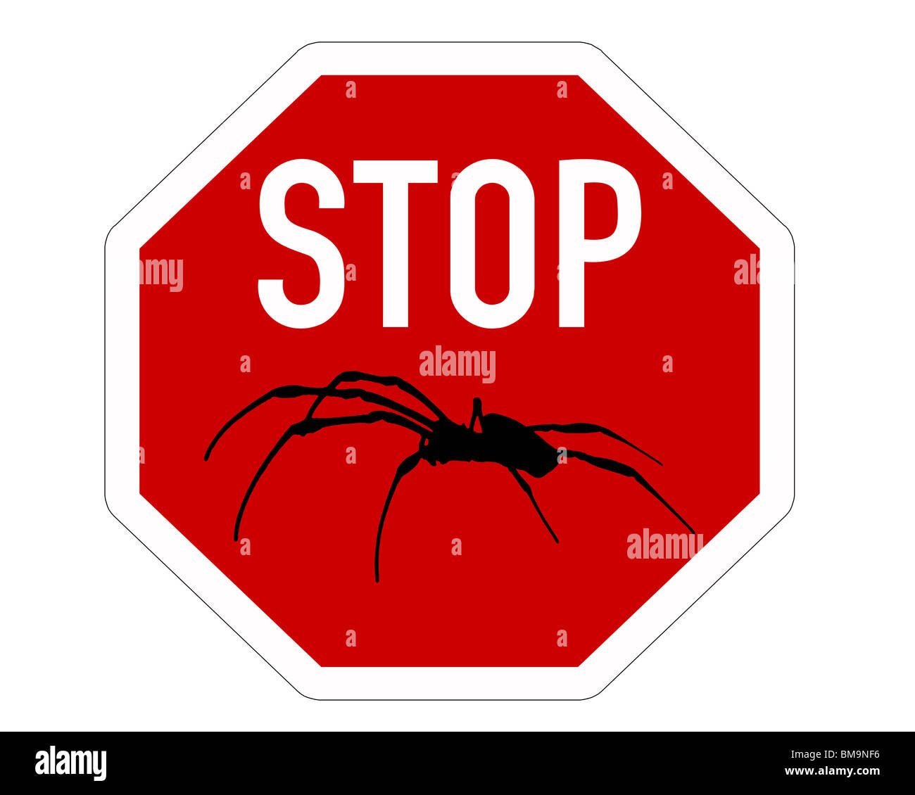 Stop sign for spiders Stock Photo - Alamy