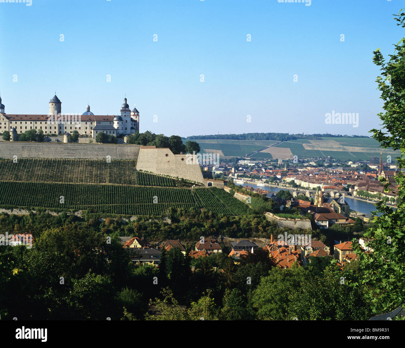 The Marienberg - A massive square walled castle overlooks the city of ...