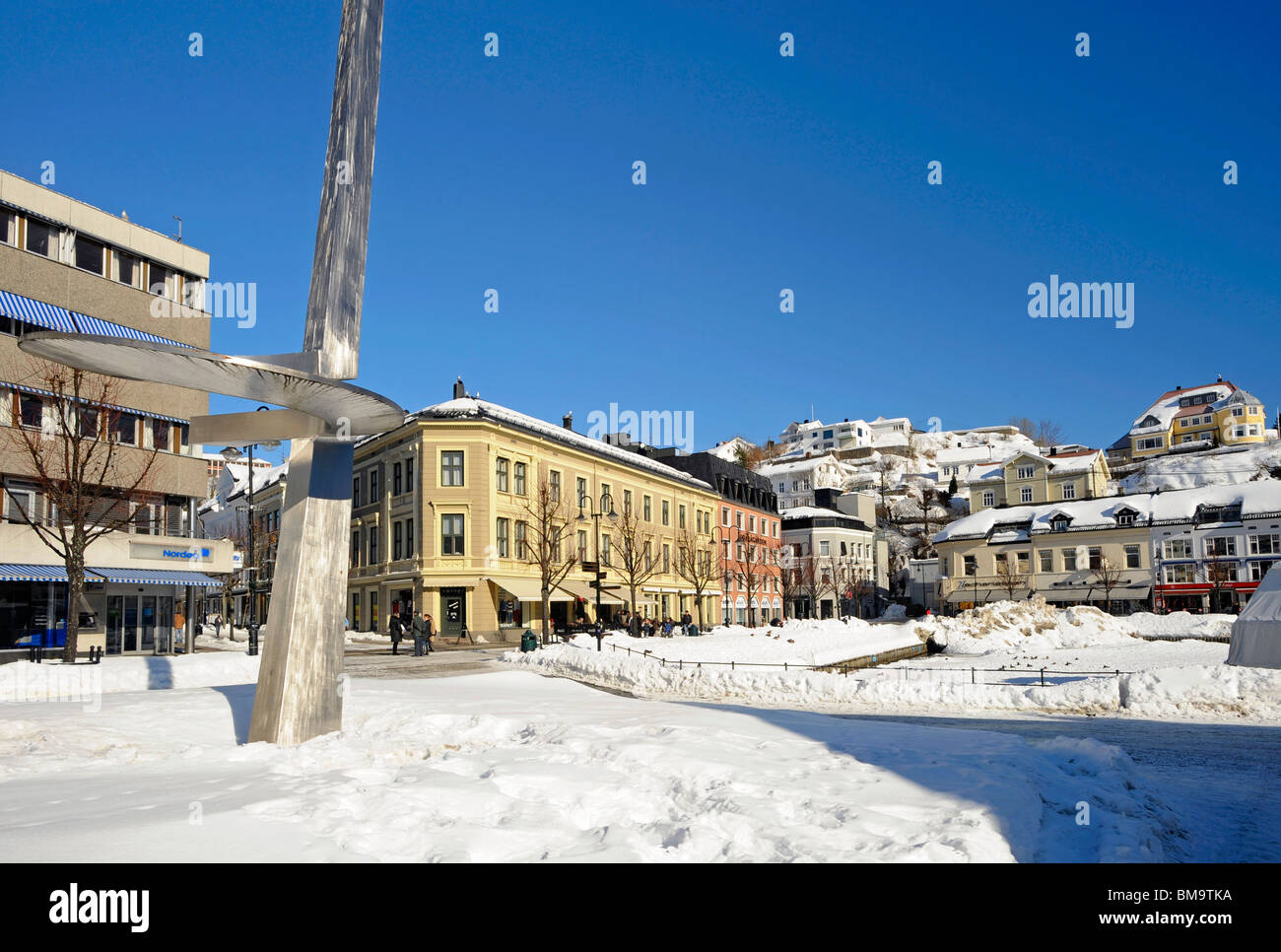 The Norwegian city of Arendal in deep winters snow Stock Photo - Alamy