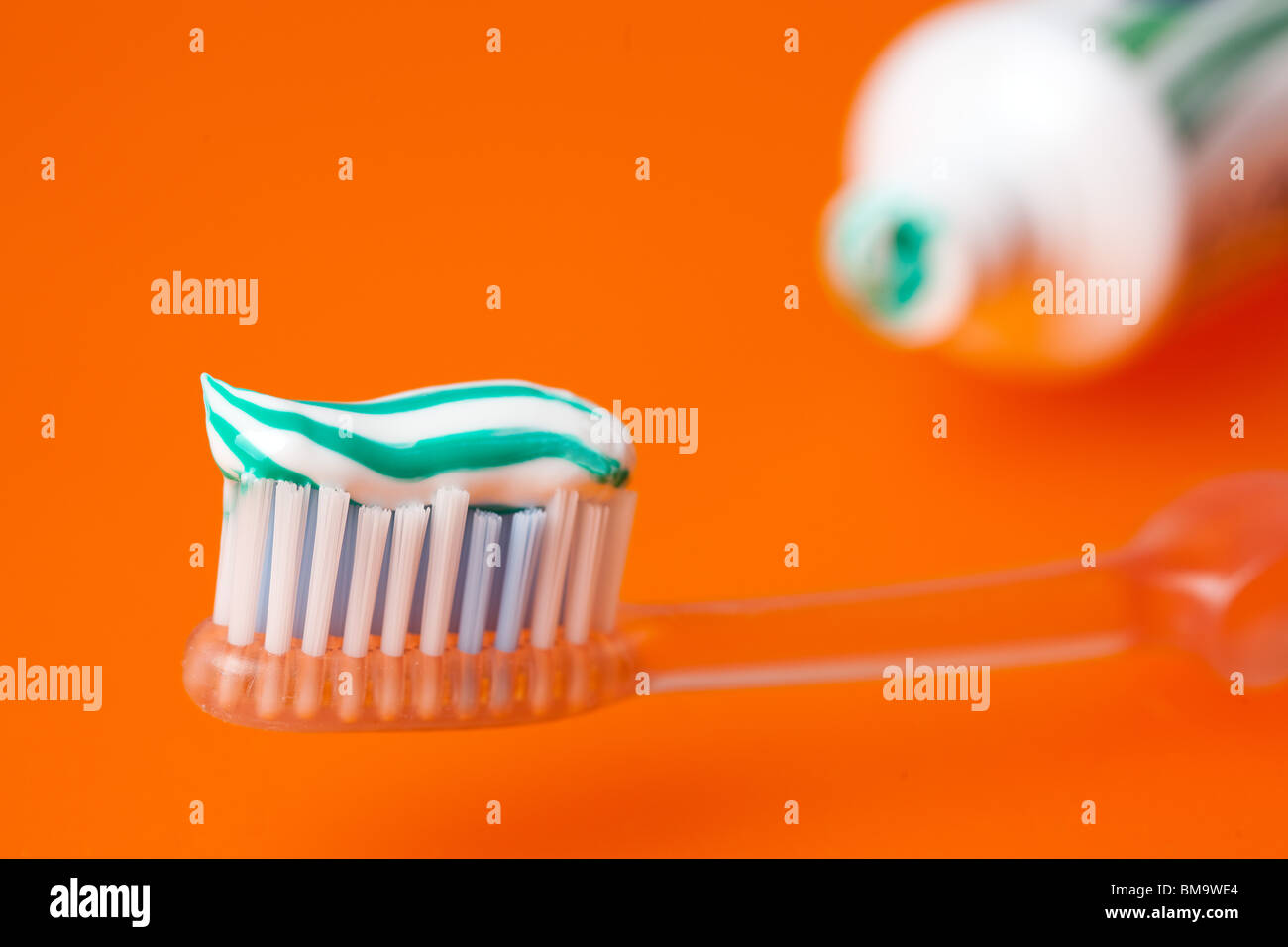 toothpaste and toothbrush Stock Photo - Alamy