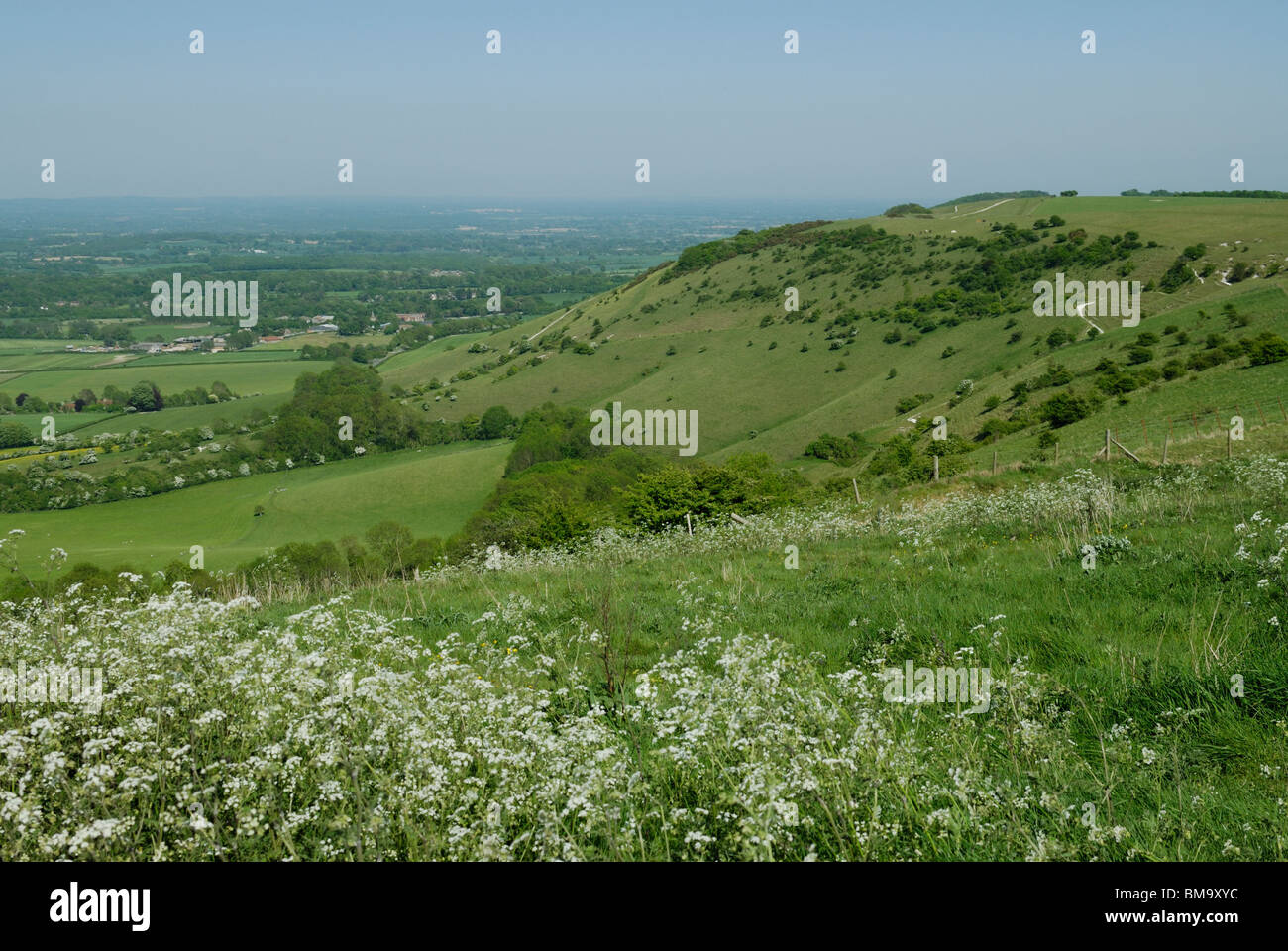 A view of the landscape from the Ditchling Beacon in the South Downs ...