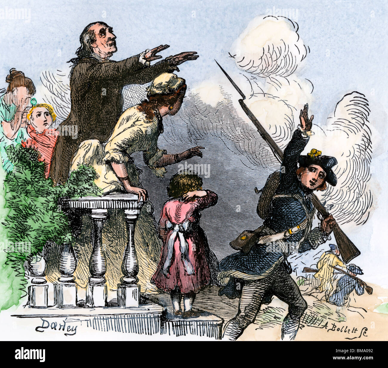 With his family's blessings, a minuteman joins the colonial revolt ...