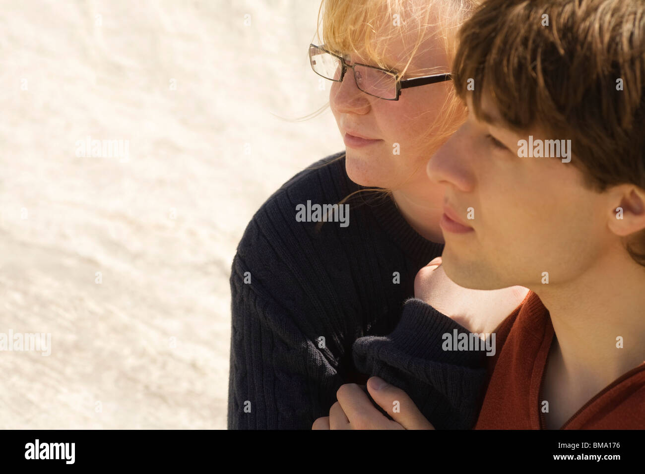 Profile Of Two Young People Stock Photo - Alamy