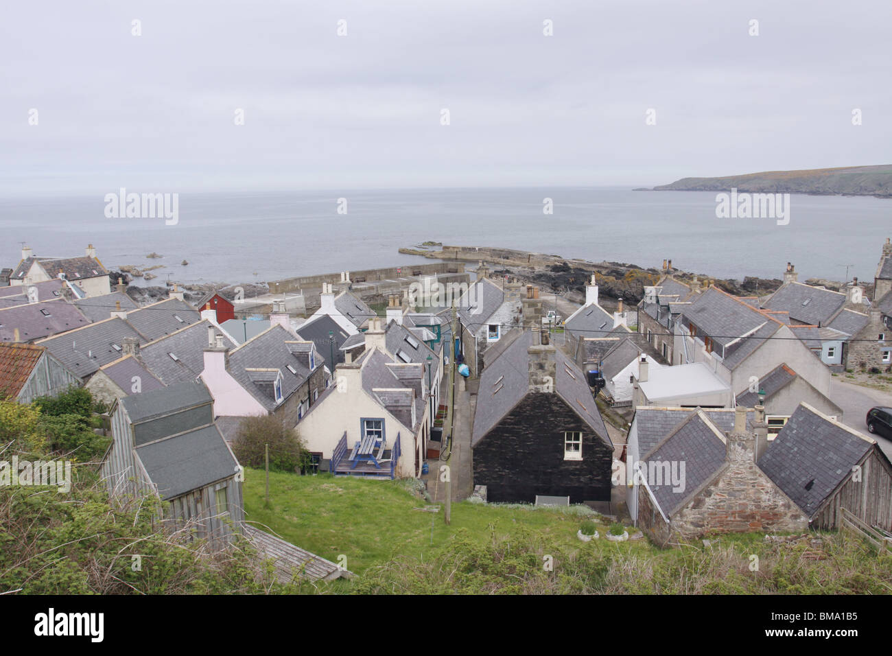 elevated view of Sandend Scotland May 2010 Stock Photo - Alamy
