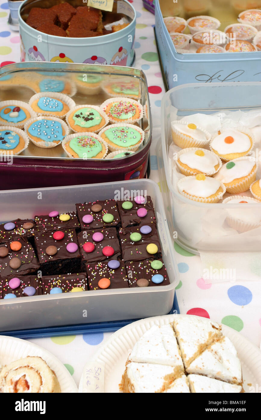 Home Made cakes at a Summer Fete Cake Stall Stock Photo - Alamy