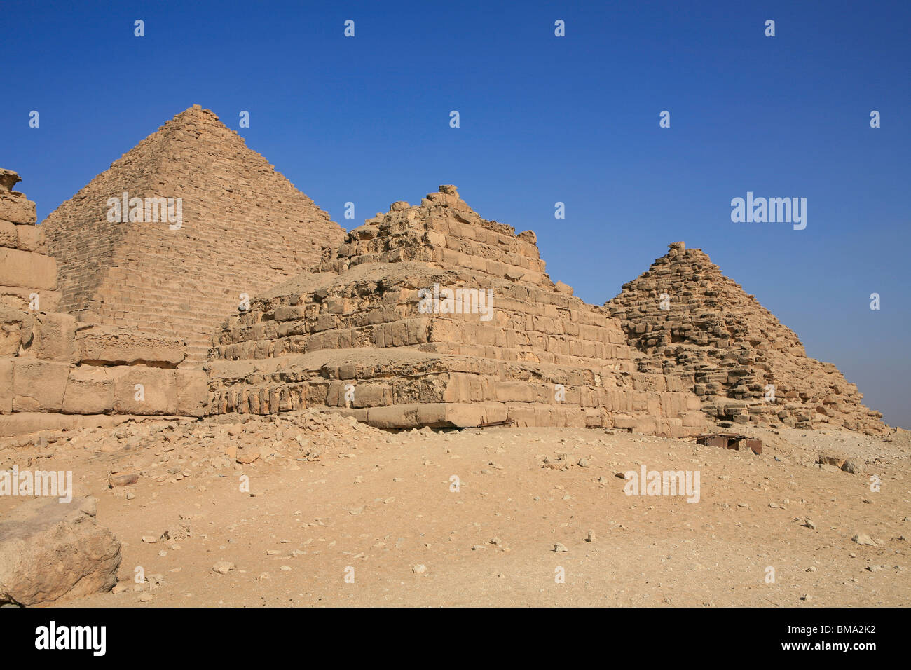 The middle pyramid of the three Queens' pyramids (wives of Pharaoh ...