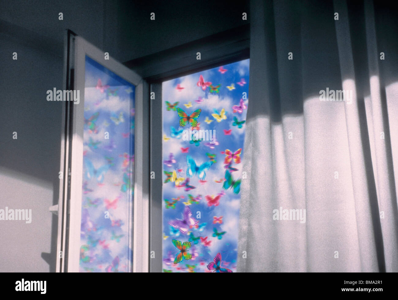 Butterflies outside a window Stock Photo - Alamy