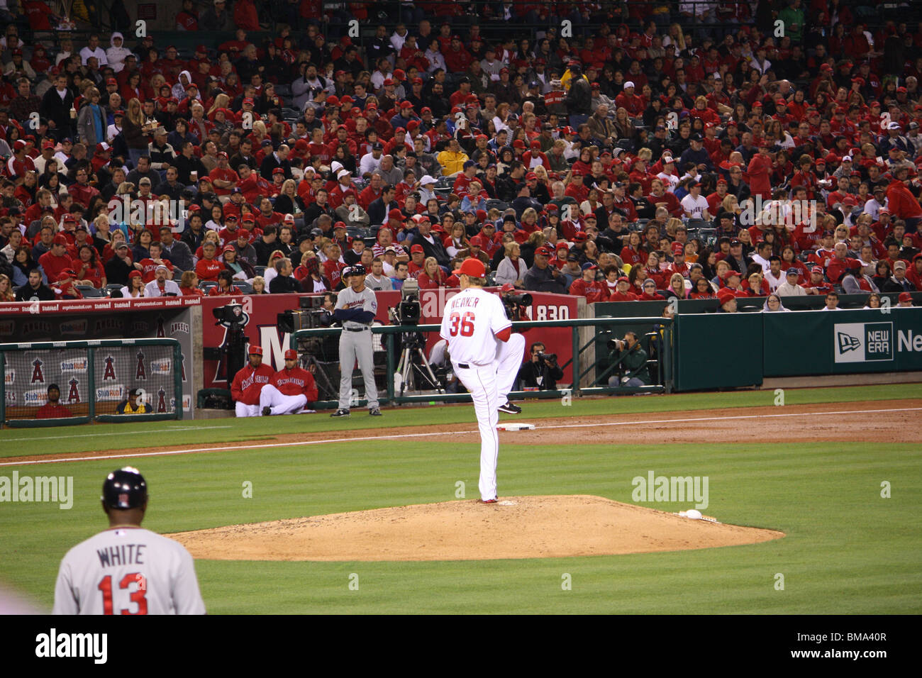 Jared Weaver Pitching at Angel Game Stock Photo - Alamy