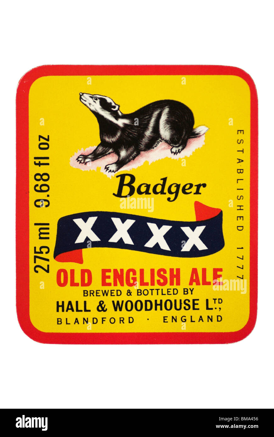 Hall & Woodhouse (Badger) XXXX Old English Ale bottle label - date ...