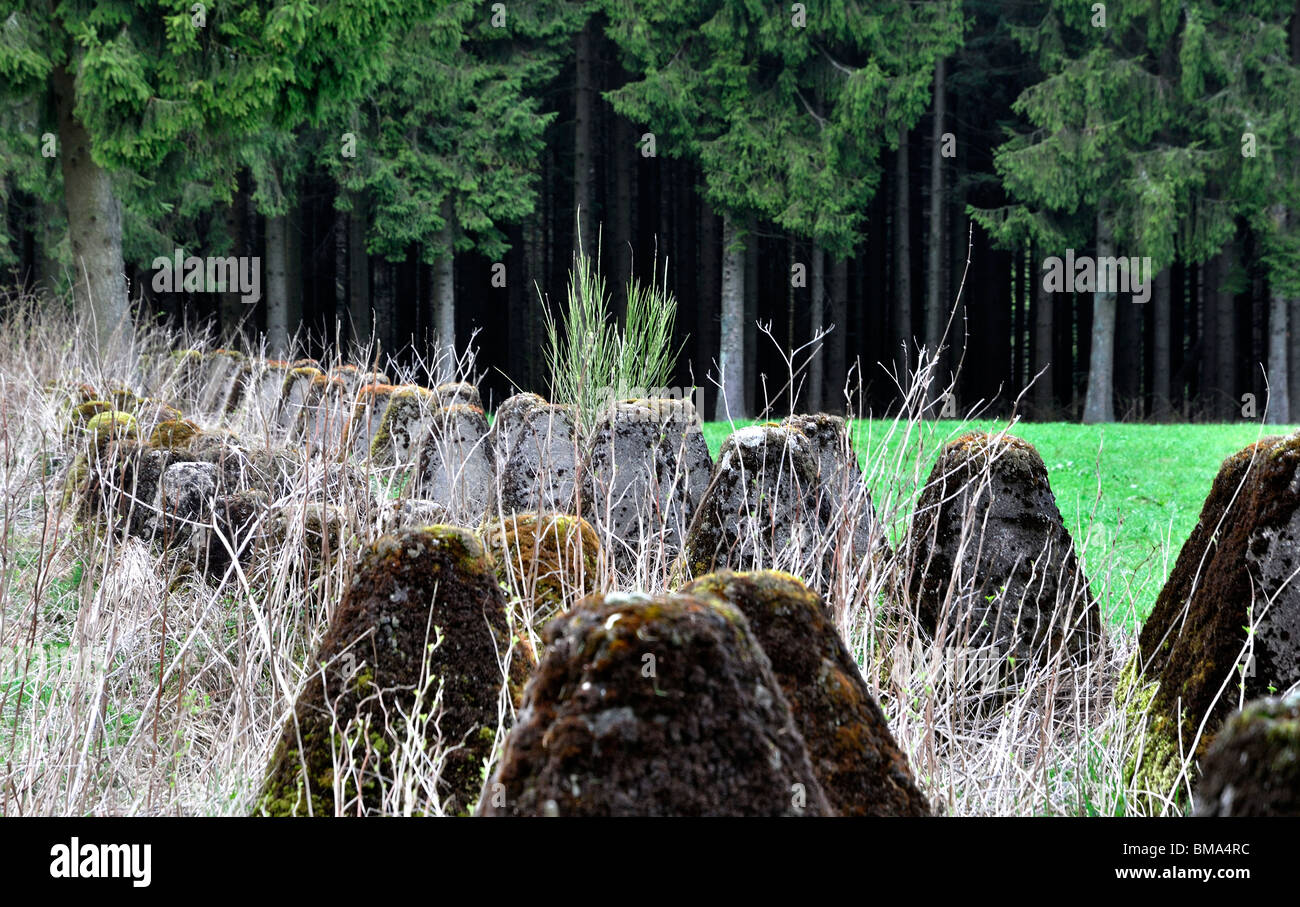 Dragon's teeth tank obstacles in German Siegfried Line, Hollerath ...
