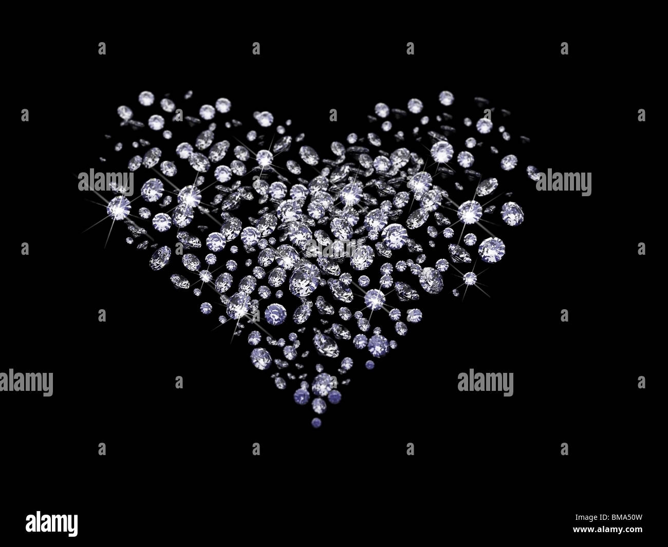 a lot of diamonds, scattering across the black made in 3D Stock Photo ...