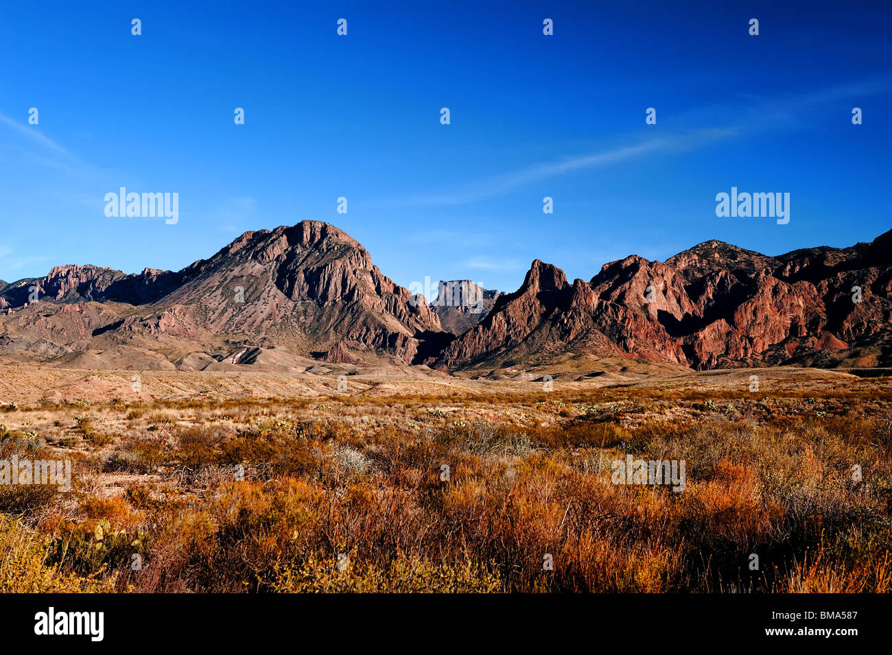 Image of rocky red mountains against blue sky Stock Photo - Alamy