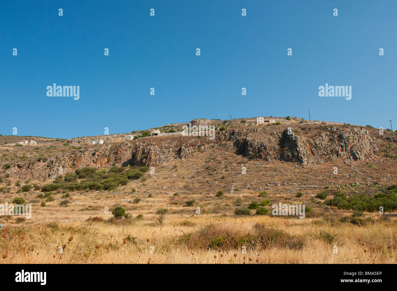 Mani landscape with houses at the top of the mountains Stock Photo - Alamy