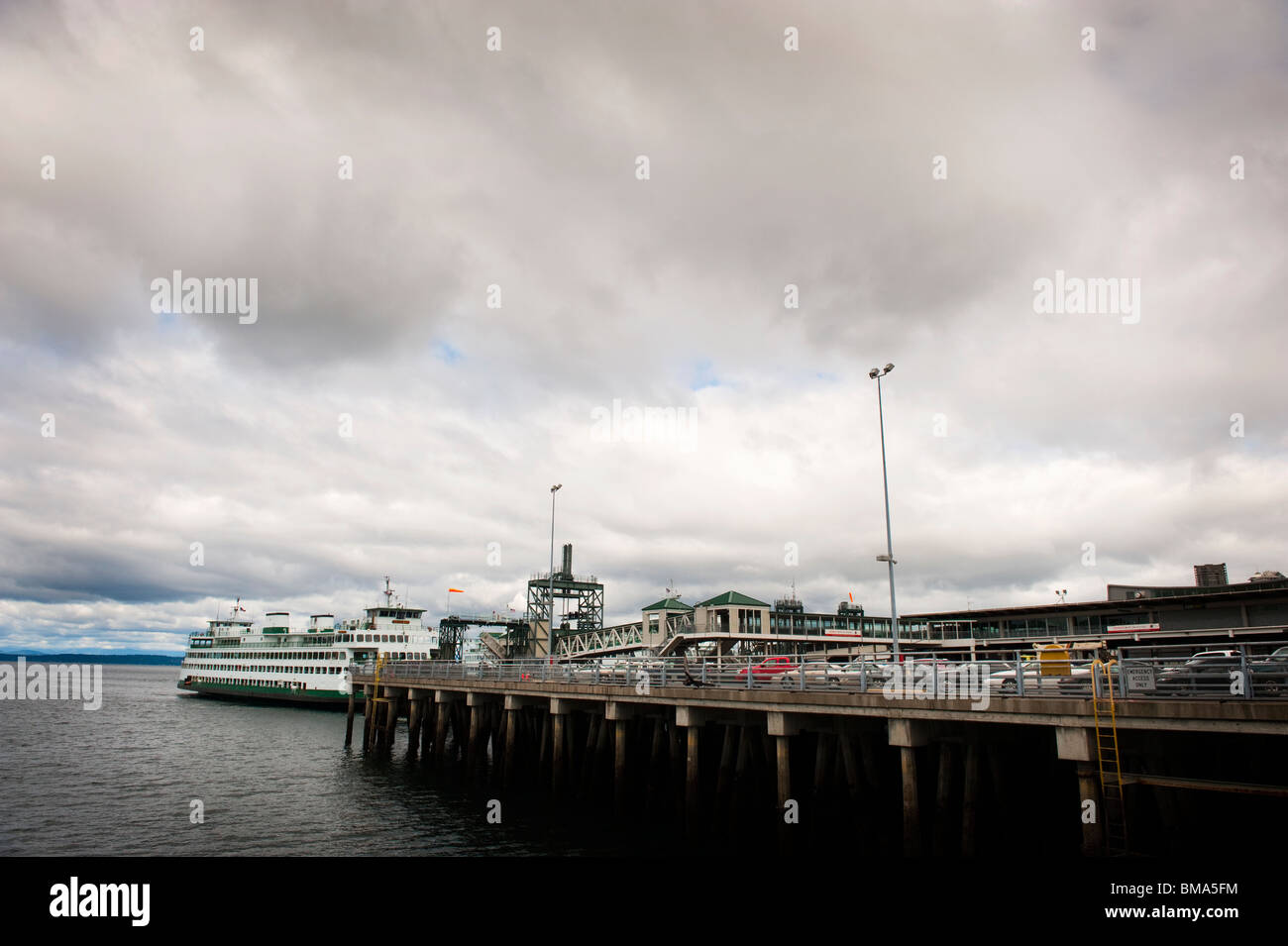 Washington State Ferry Terminal, Seattle, Washington, USA. A ferry ...