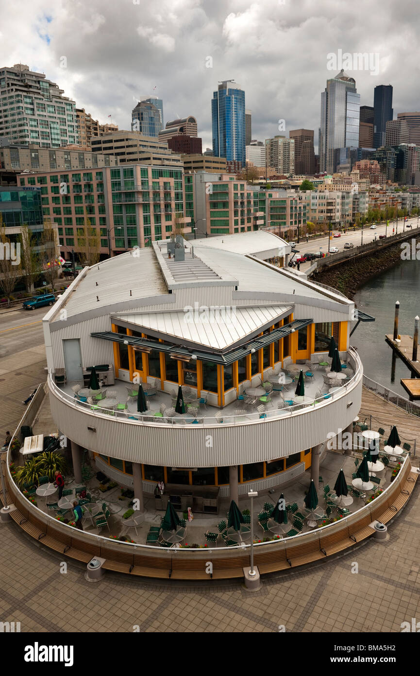 The dramatic Seattle, Washington skyline as seen from pier 66 on the ...