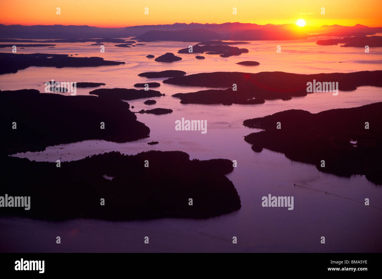 San Juan County, WA: Aerial view of the San Juan Islands with Shaw ...