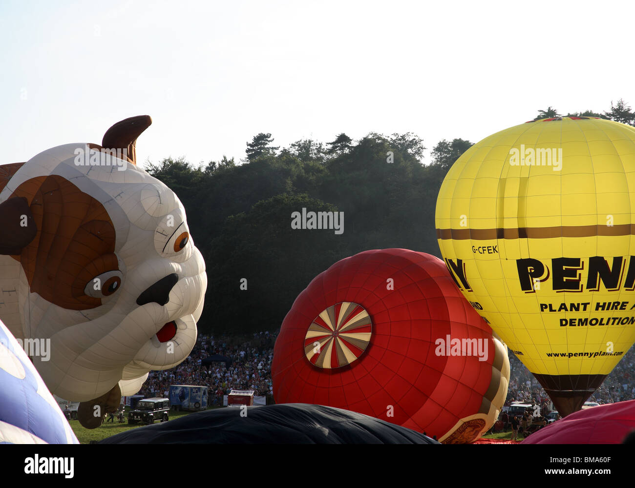 Inflation of hot air balloons Bristol Balloon Fiesta 2009 Stock Photo ...
