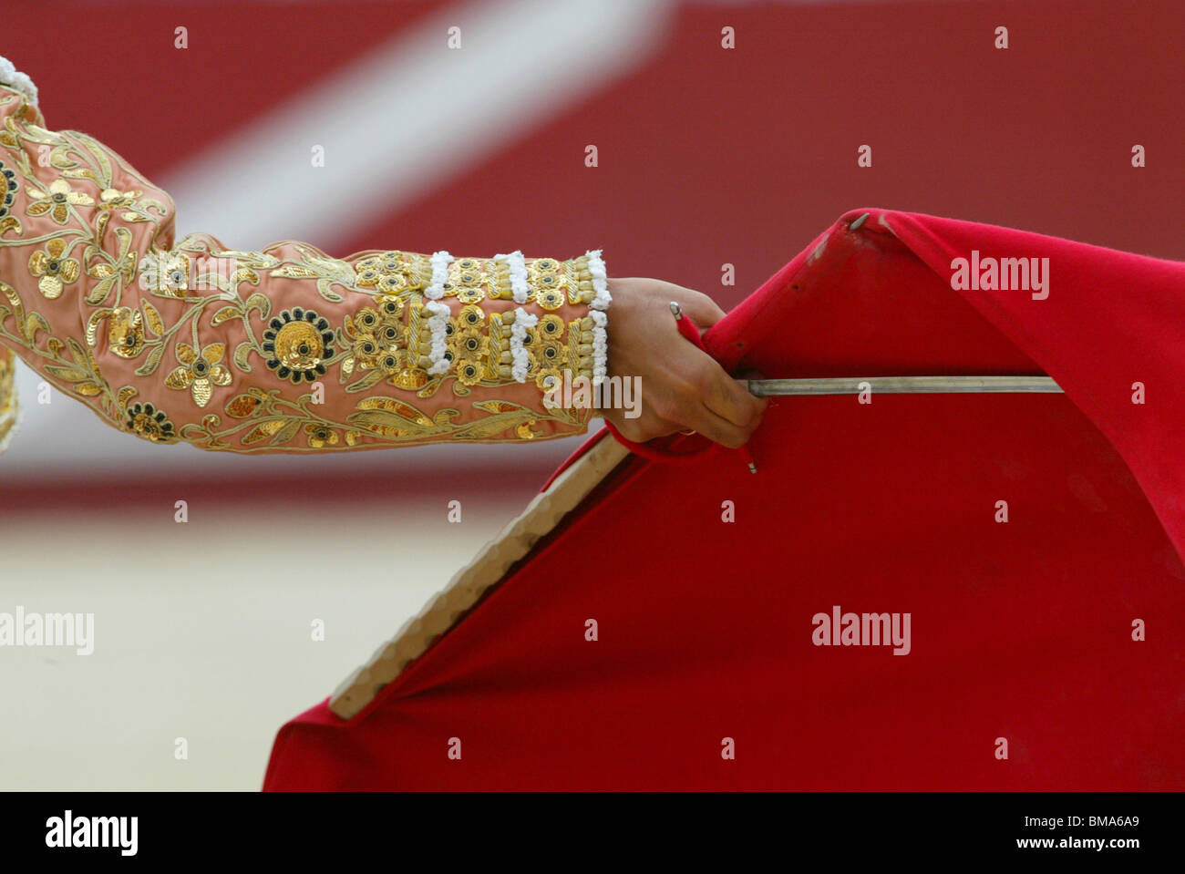 Detail of the suit of a torero during a bullfight Stock Photo - Alamy