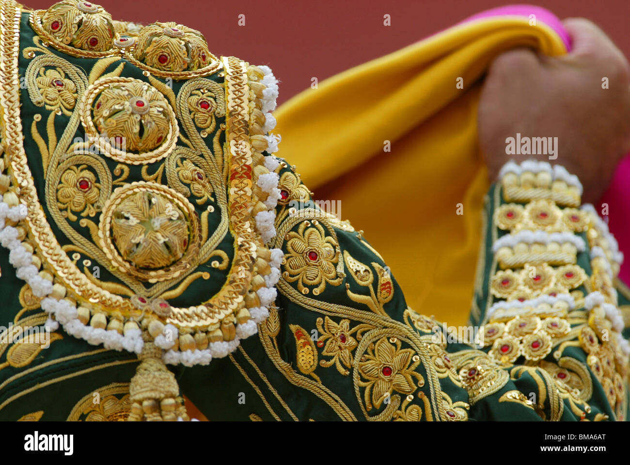 Detail of the suit of a torero during a bullfight Stock Photo - Alamy