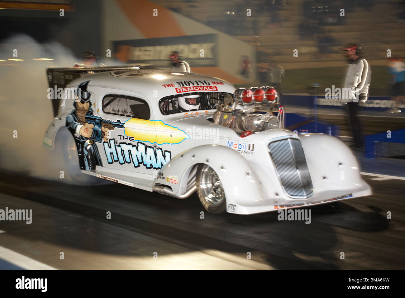 Western Australian drag racer, Tony Argentino performing a burnout in ...