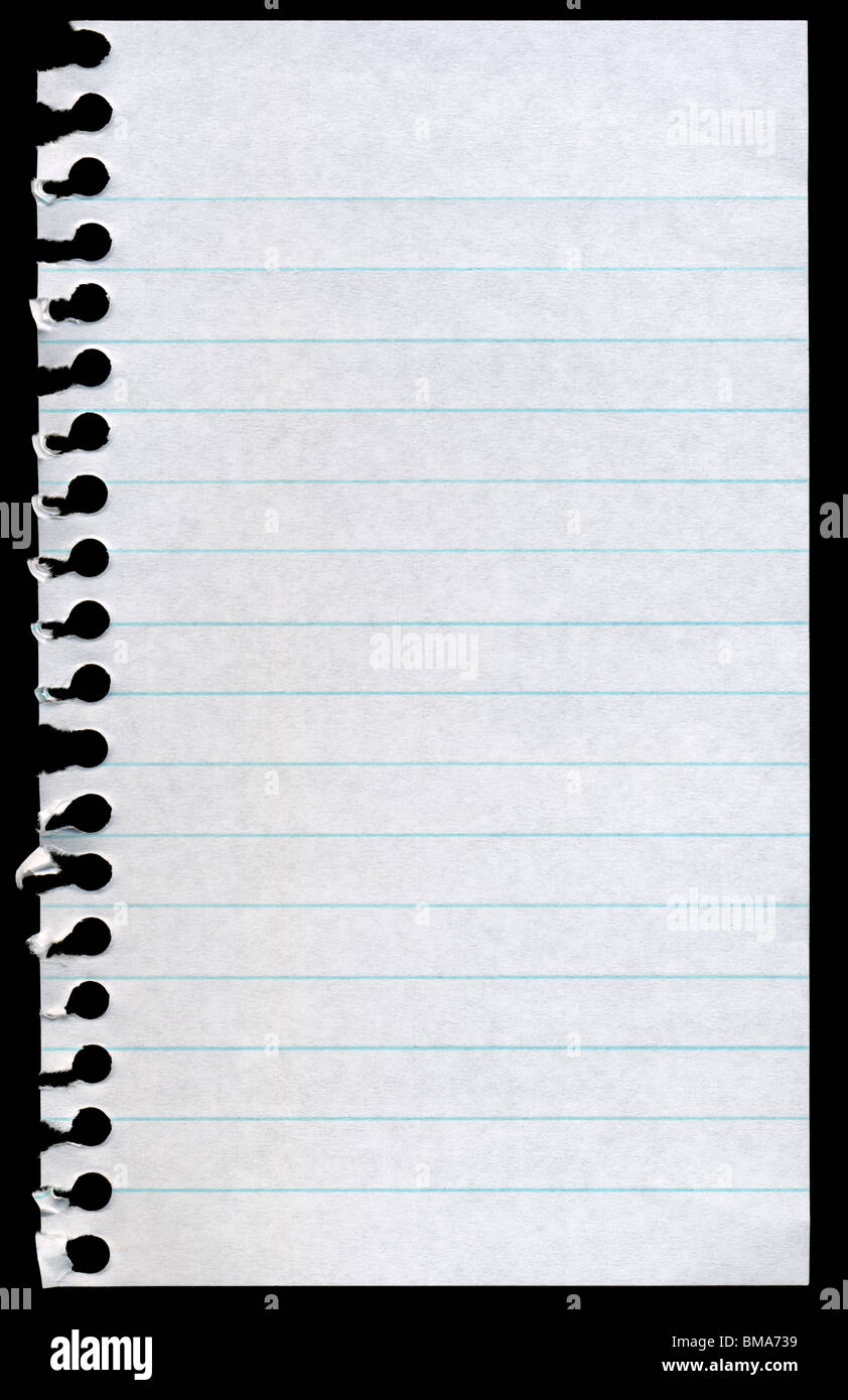 Blank torn notepaper page isolated on a black background Stock Photo ...