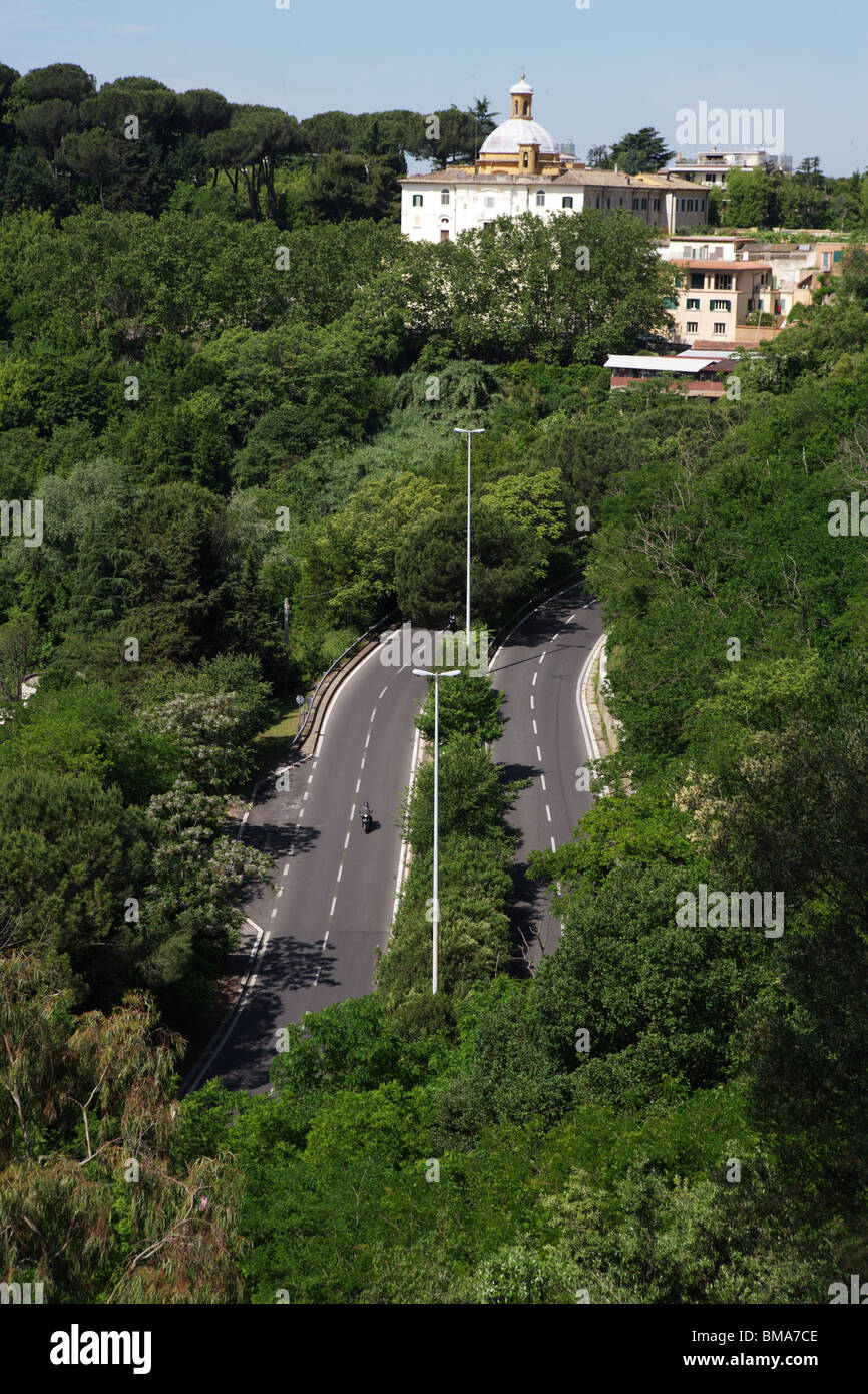 Street with cars hi view. Rome Italy Stock Photo - Alamy